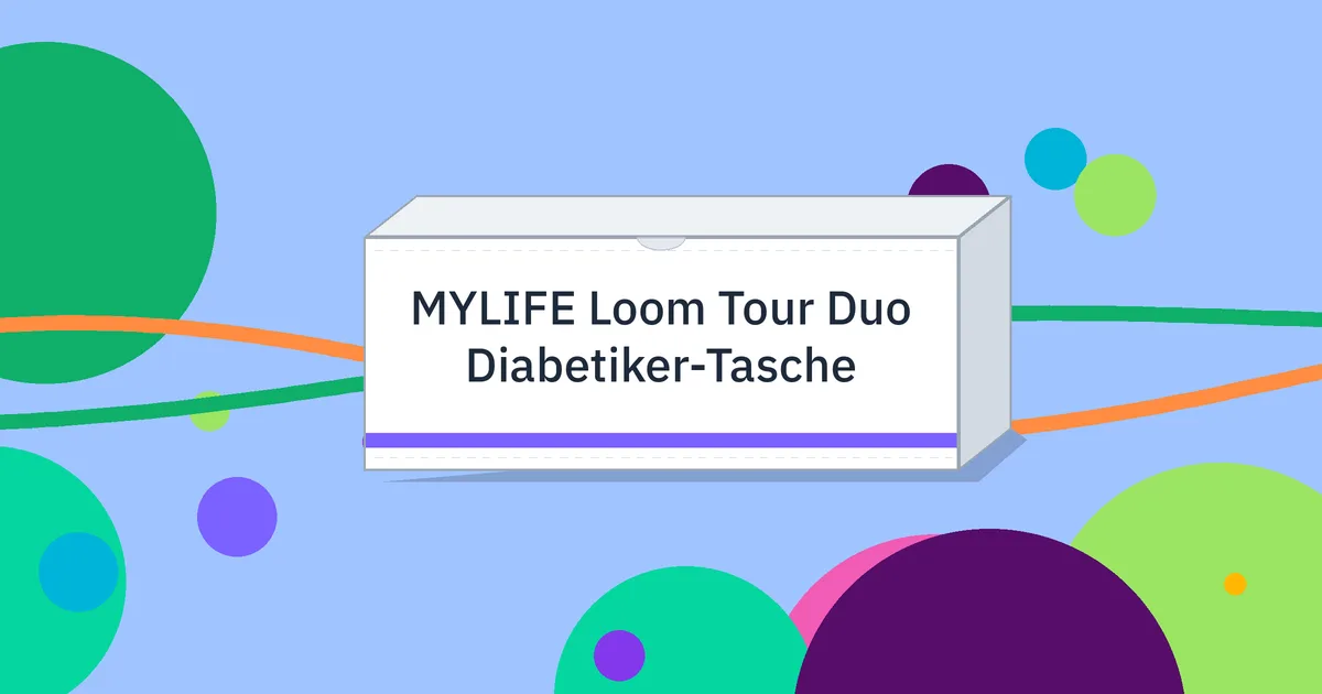 Symbolbild: Packung mit der Aufschrift MYLIFE Loom Tour Duo Diabetiker-Tasche (PZN 13858753) – Verfügbarkeit und Bezug in Apotheken in Frankfurt am Main