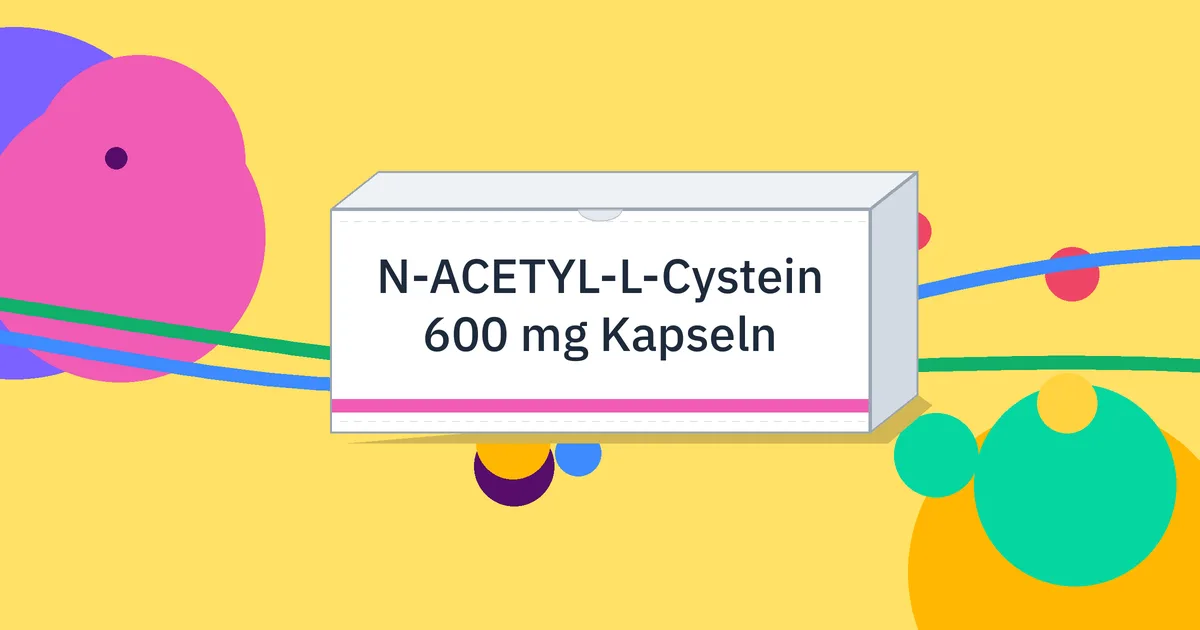 Symbolbild: Packung mit der Aufschrift N-ACETYL-L-Cystein 600 mg Kapseln (PZN 17965629) – Verfügbarkeit und Bezug in Apotheken in Frankfurt am Main