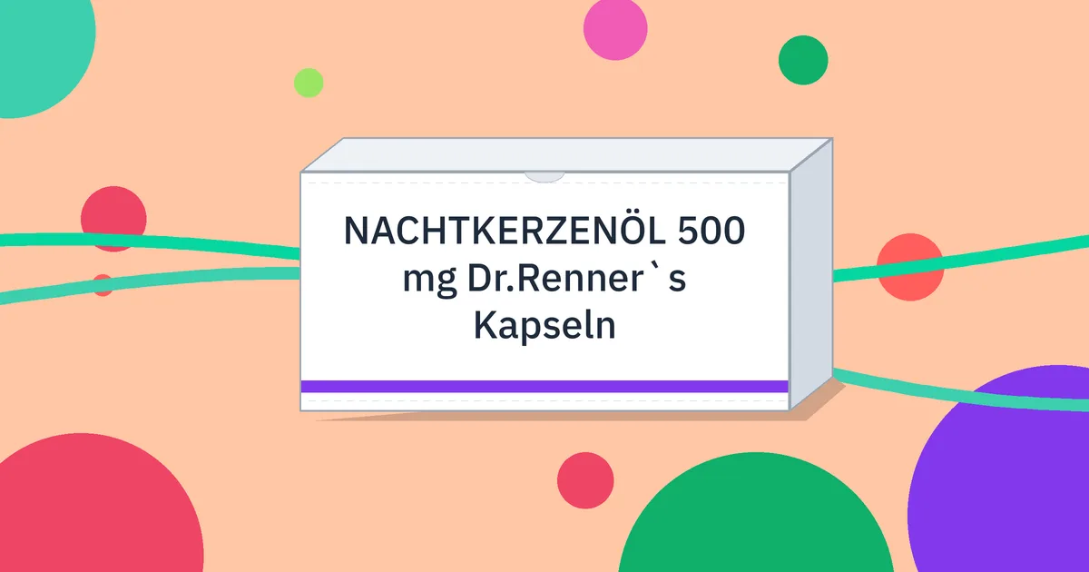 Symbolbild: Packung mit der Aufschrift NACHTKERZENÖL 500 mg Dr.Renner`s Kapseln (PZN 01421117) – Verfügbarkeit und Bezug in Apotheken in Frankfurt am Main