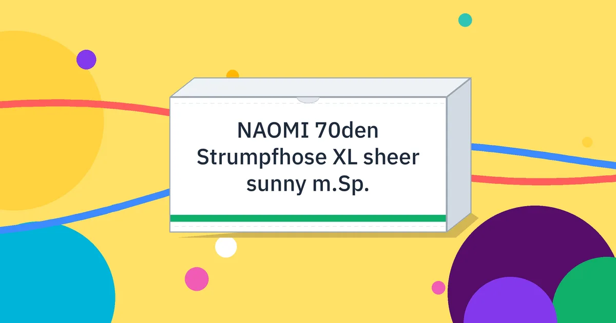 Symbolbild: Packung mit der Aufschrift NAOMI 70den Strumpfhose XL sheer sunny m.Sp. (PZN 16180033) – Verfügbarkeit und Bezug in Apotheken in Frankfurt am Main