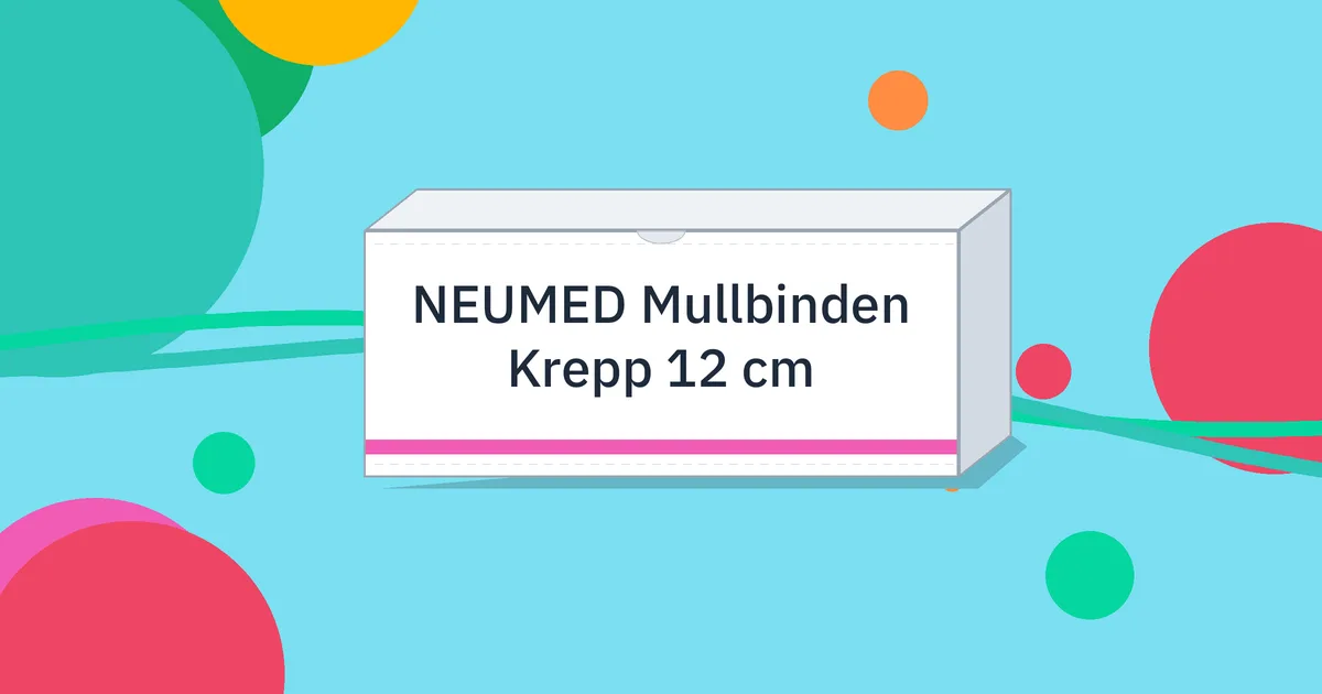 Symbolbild: Packung mit der Aufschrift NEUMED Mullbinden Krepp 12 cm (PZN 00803199) – Verfügbarkeit und Bezug in Apotheken in Frankfurt am Main