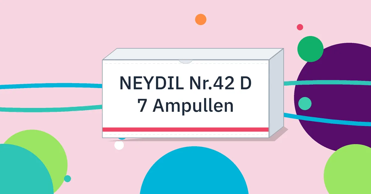 Symbolbild: Packung mit der Aufschrift NEYDIL Nr.42 D 7 Ampullen (PZN 06486854) – Verfügbarkeit und Bezug in Apotheken in Frankfurt am Main