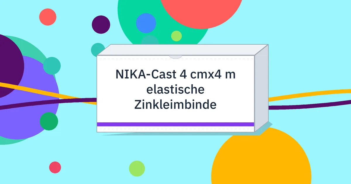 Symbolbild: Packung mit der Aufschrift NIKA-Cast 4 cmx4 m elastische Zinkleimbinde (PZN 18063320) – Verfügbarkeit und Bezug in Apotheken in Frankfurt am Main