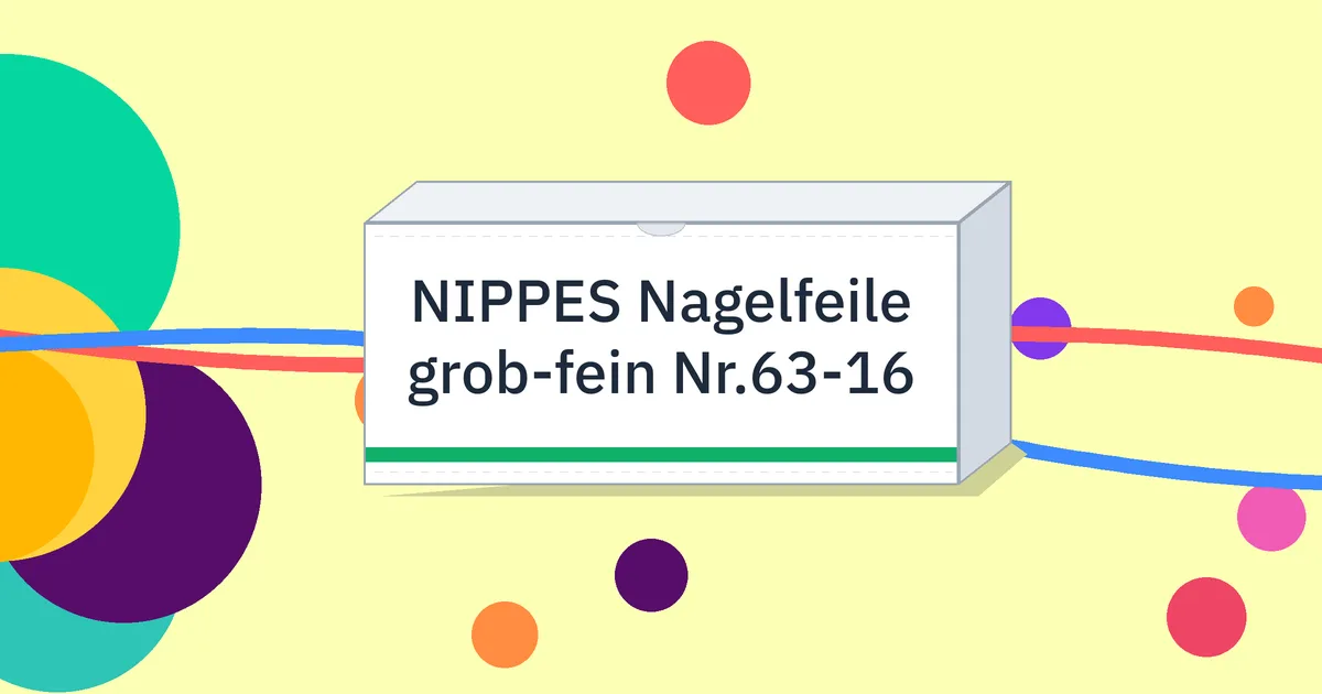 Symbolbild: Packung mit der Aufschrift NIPPES Nagelfeile grob-fein Nr.63-16 (PZN 07615130) – Verfügbarkeit und Bezug in Apotheken in Frankfurt am Main