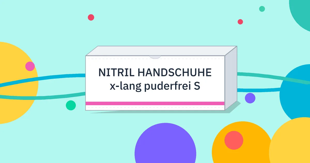 Symbolbild: Packung mit der Aufschrift NITRIL HANDSCHUHE x-lang puderfrei S (PZN 04650829) – Verfügbarkeit und Bezug in Apotheken in Frankfurt am Main