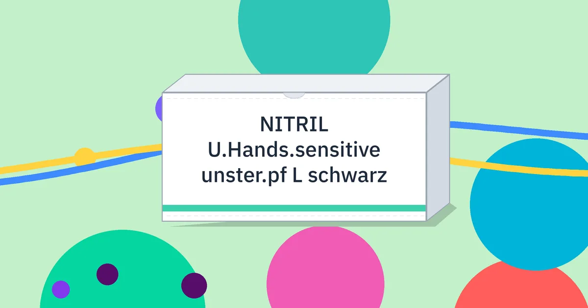 Symbolbild: Packung mit der Aufschrift NITRIL U.Hands.sensitive unster.pf L schwarz (PZN 12445351) – Verfügbarkeit und Bezug in Apotheken in Frankfurt am Main