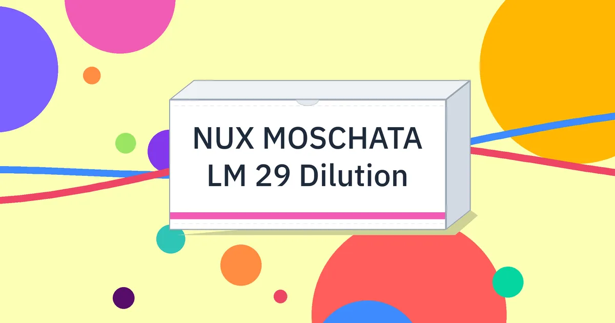 Symbolbild: Packung mit der Aufschrift NUX MOSCHATA LM 29 Dilution (PZN 12970181) – Verfügbarkeit und Bezug in Apotheken in Frankfurt am Main