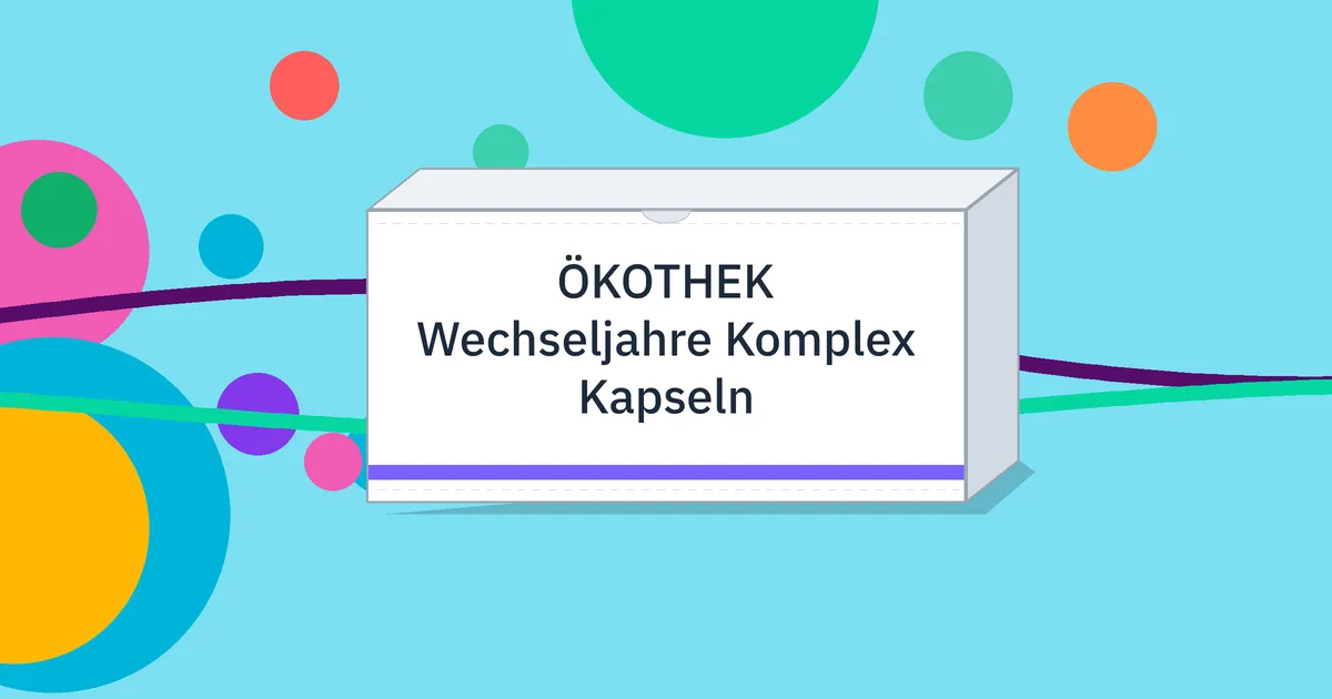 Symbolbild: Packung mit der Aufschrift ÖKOTHEK Wechseljahre Komplex Kapseln (PZN 19404131) – Verfügbarkeit und Bezug in Apotheken in Frankfurt am Main