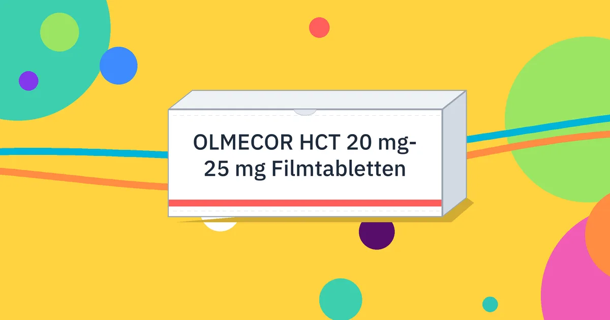 Symbolbild: Packung mit der Aufschrift OLMECOR HCT 20 mg-25 mg Filmtabletten (PZN 12648172) – Verfügbarkeit und Bezug in Apotheken in Frankfurt am Main