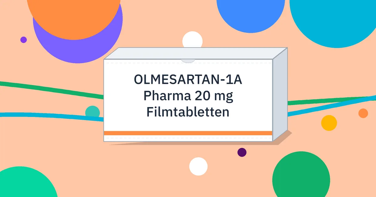 Symbolbild: Packung mit der Aufschrift OLMESARTAN-1A Pharma 20 mg Filmtabletten (PZN 12408522) – Verfügbarkeit und Bezug in Apotheken in Frankfurt am Main