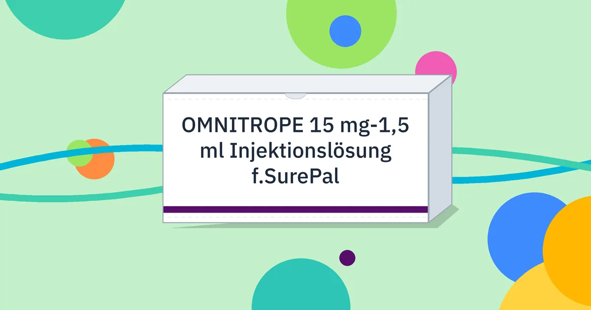 Symbolbild: Packung mit der Aufschrift OMNITROPE 15 mg-1,5 ml Injektionslösung f.SurePal (PZN 17277757) – Verfügbarkeit und Bezug in Apotheken in Frankfurt am Main