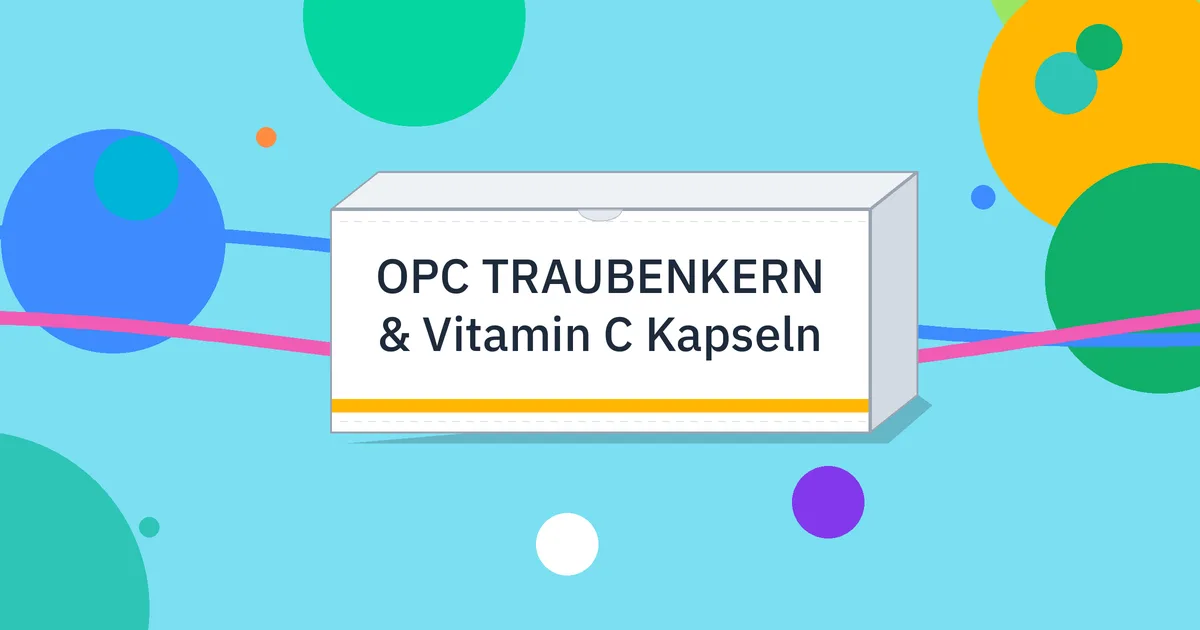 Symbolbild: Packung mit der Aufschrift OPC TRAUBENKERN & Vitamin C Kapseln (PZN 16852113) – Verfügbarkeit und Bezug in Apotheken in Frankfurt am Main