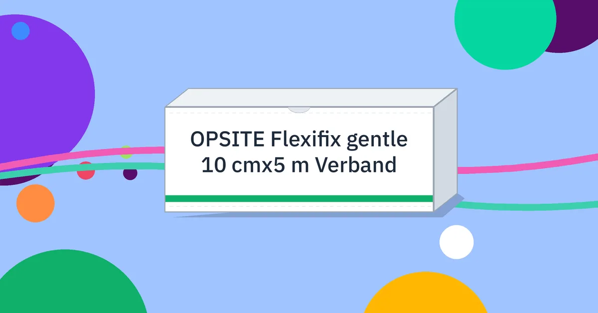 Symbolbild: Packung mit der Aufschrift OPSITE Flexifix gentle 10 cmx5 m Verband (PZN 19632694) – Verfügbarkeit und Bezug in Apotheken in Frankfurt am Main