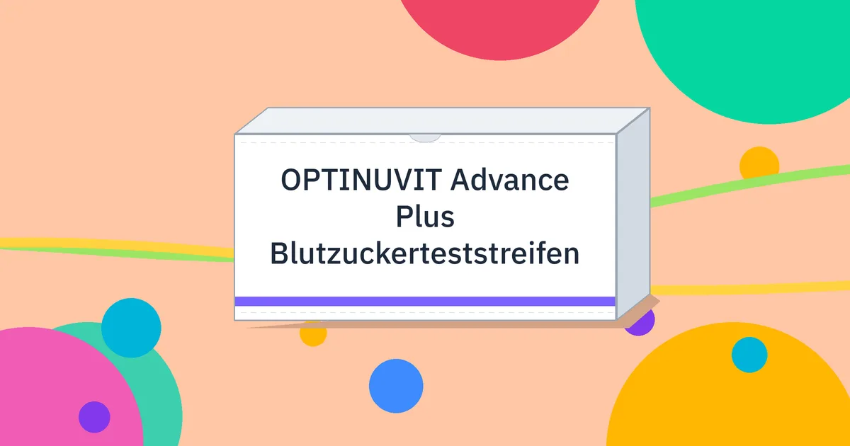 Symbolbild: Packung mit der Aufschrift OPTINUVIT Advance Plus Blutzuckerteststreifen (PZN 19892834) – Verfügbarkeit und Bezug in Apotheken in Frankfurt am Main