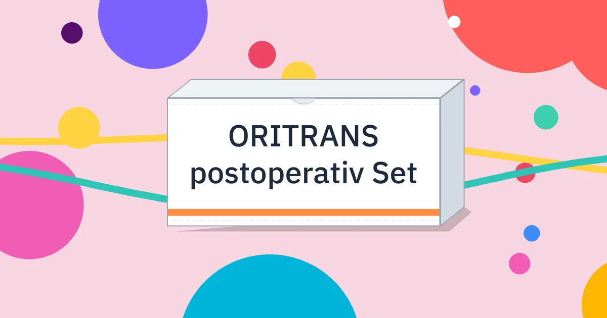 Symbolbild: Packung mit der Aufschrift ORITRANS postoperativ Set (PZN 17487779) – Verfügbarkeit und Bezug in Apotheken in Frankfurt am Main
