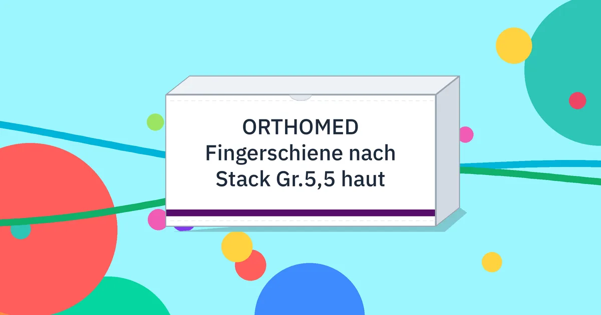 Symbolbild: Packung mit der Aufschrift ORTHOMED Fingerschiene nach Stack Gr.5,5 haut (PZN 10756377) – Verfügbarkeit und Bezug in Apotheken in Frankfurt am Main