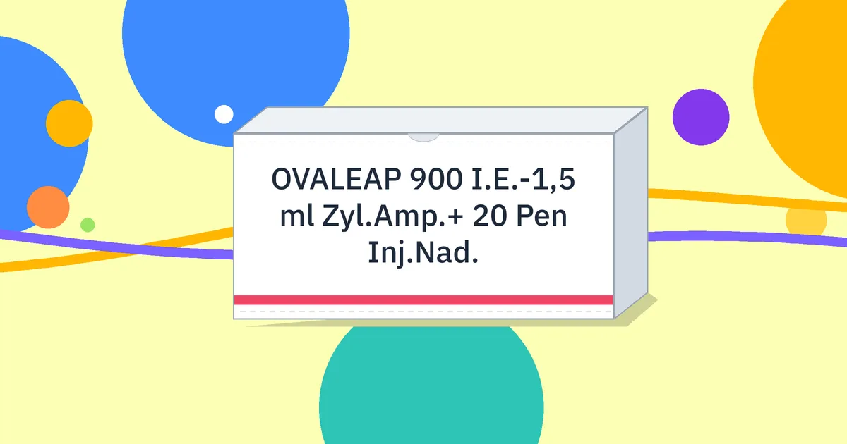 Symbolbild: Packung mit der Aufschrift OVALEAP 900 I.E.-1,5 ml Zyl.Amp.+ 20 Pen Inj.Nad. (PZN 18762696) – Verfügbarkeit und Bezug in Apotheken in Frankfurt am Main