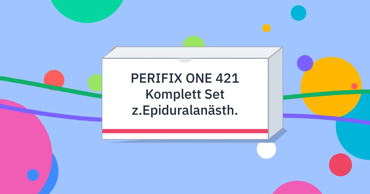 Symbolbild: Packung mit der Aufschrift PERIFIX ONE 421 Komplett Set z.Epiduralanästh. (PZN 06849989) – Verfügbarkeit und Bezug in Apotheken in Frankfurt am Main