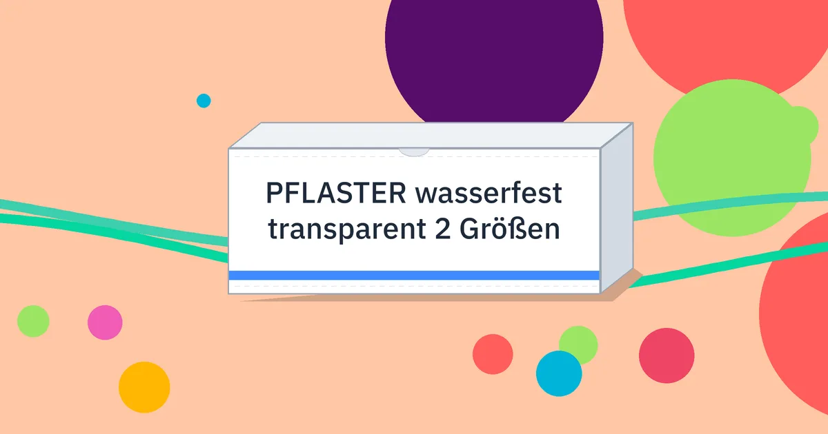 Symbolbild: Packung mit der Aufschrift PFLASTER wasserfest transparent 2 Größen (PZN 19268917) – Verfügbarkeit und Bezug in Apotheken in Frankfurt am Main