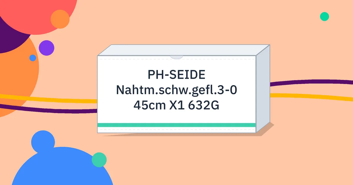 Symbolbild: Packung mit der Aufschrift PH-SEIDE Nahtm.schw.gefl.3-0 45cm X1 632G (PZN 15296213) – Verfügbarkeit und Bezug in Apotheken in Frankfurt am Main