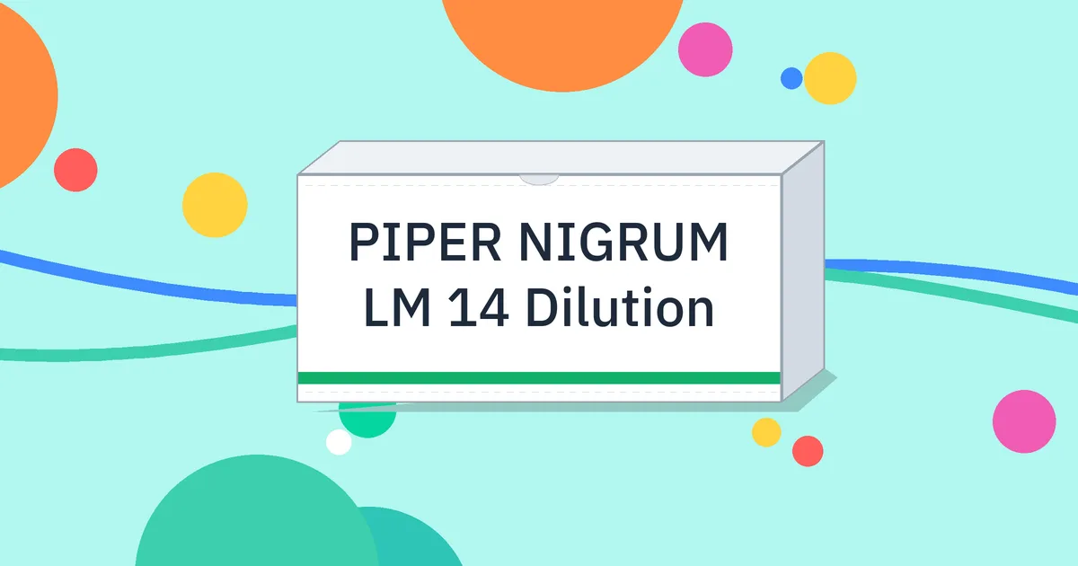Symbolbild: Packung mit der Aufschrift PIPER NIGRUM LM 14 Dilution (PZN 13644851) – Verfügbarkeit und Bezug in Apotheken in Frankfurt am Main