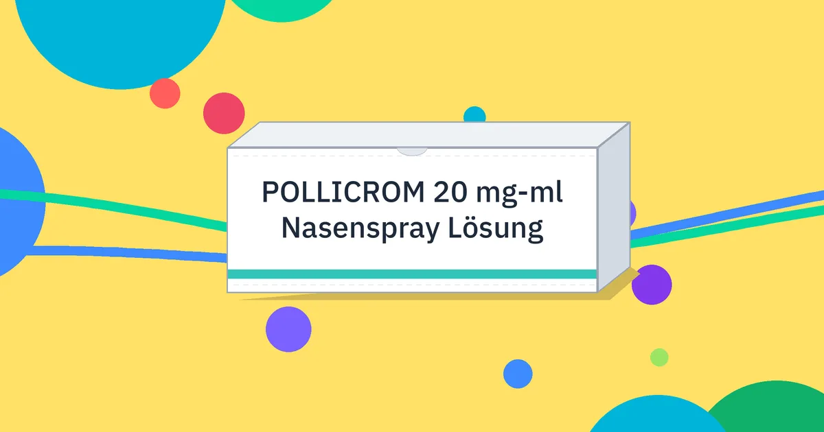 Symbolbild: Packung mit der Aufschrift POLLICROM 20 mg-ml Nasenspray Lösung (PZN 13706664) – Verfügbarkeit und Bezug in Apotheken in Frankfurt am Main