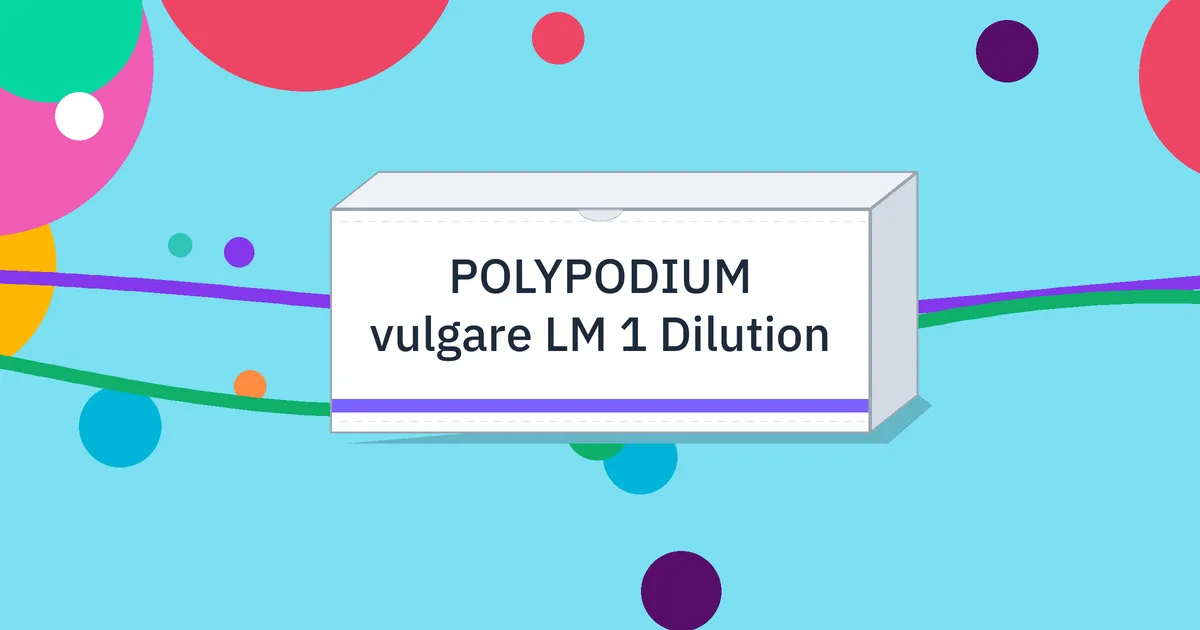 Symbolbild: Packung mit der Aufschrift POLYPODIUM vulgare LM 1 Dilution (PZN 13663222) – Verfügbarkeit und Bezug in Apotheken in Frankfurt am Main