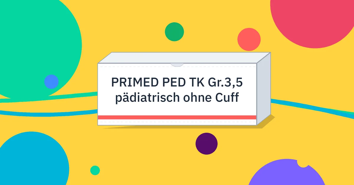Symbolbild: Packung mit der Aufschrift PRIMED PED TK Gr.3,5 pädiatrisch ohne Cuff (PZN 11108769) – Verfügbarkeit und Bezug in Apotheken in Frankfurt am Main