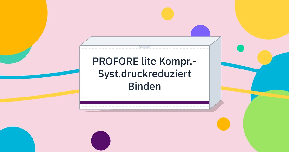 Symbolbild: Packung mit der Aufschrift PROFORE lite Kompr.-Syst.druckreduziert Binden (PZN 05526132) – Verfügbarkeit und Bezug in Apotheken in Frankfurt am Main