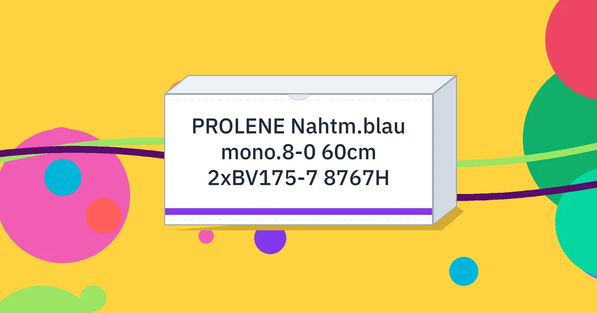 Symbolbild: Packung mit der Aufschrift PROLENE Nahtm.blau mono.8-0 60cm 2xBV175-7 8767H (PZN 20855318) – Verfügbarkeit und Bezug in Apotheken in Frankfurt am Main
