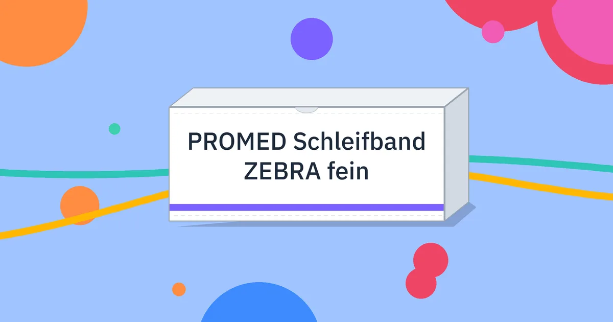 Symbolbild: Packung mit der Aufschrift PROMED Schleifband ZEBRA fein (PZN 18132558) – Verfügbarkeit und Bezug in Apotheken in Frankfurt am Main