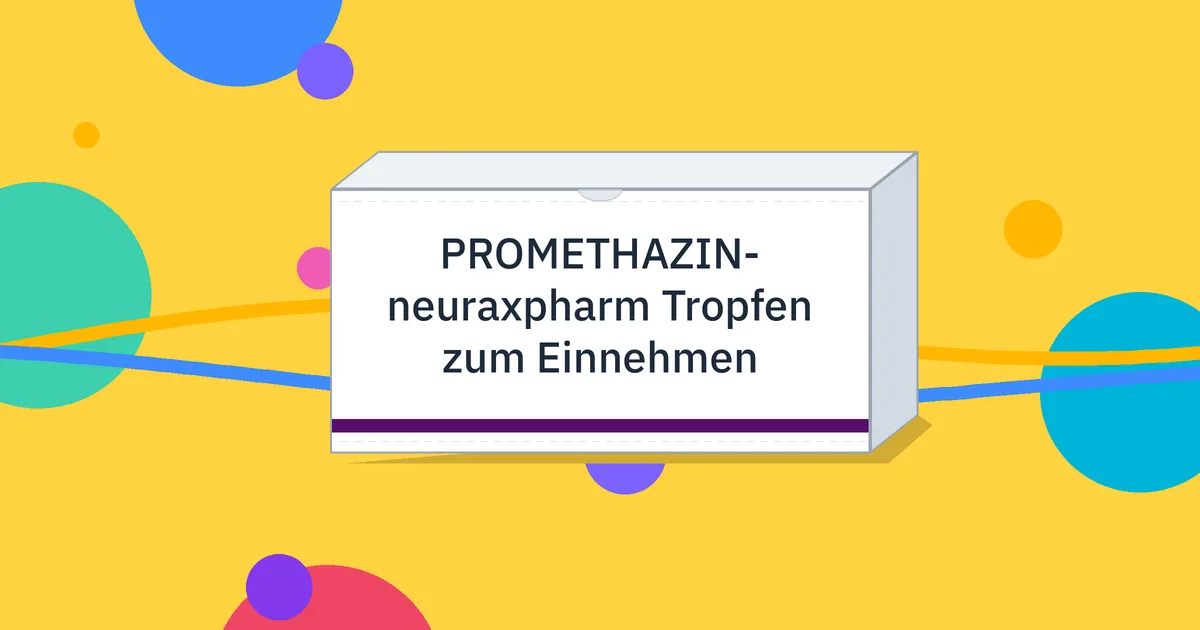 Symbolbild: Packung mit der Aufschrift PROMETHAZIN-neuraxpharm Tropfen zum Einnehmen (PZN 06616541) – Verfügbarkeit und Bezug in Apotheken in Frankfurt am Main