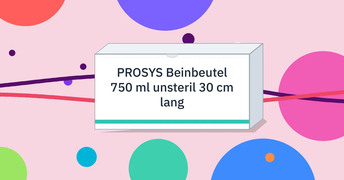 Symbolbild: Packung mit der Aufschrift PROSYS Beinbeutel 750 ml unsteril 30 cm lang (PZN 11668758) – Verfügbarkeit und Bezug in Apotheken in Frankfurt am Main