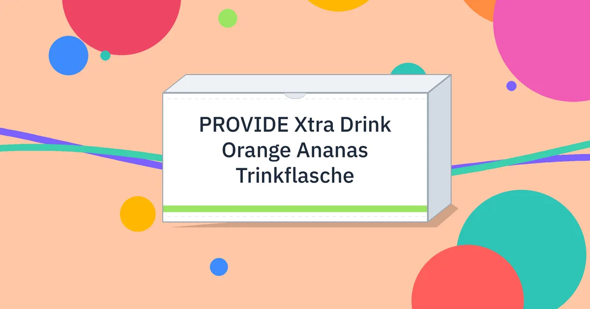 Symbolbild: Packung mit der Aufschrift PROVIDE Xtra Drink Orange Ananas Trinkflasche (PZN 06411997) – Verfügbarkeit und Bezug in Apotheken in Frankfurt am Main
