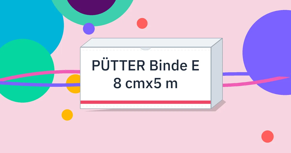 Symbolbild: Packung mit der Aufschrift PÜTTER Binde E 8 cmx5 m (PZN 20193403) – Verfügbarkeit und Bezug in Apotheken in Frankfurt am Main