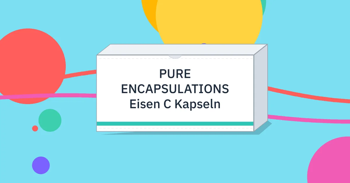 Symbolbild: Packung mit der Aufschrift PURE ENCAPSULATIONS Eisen C Kapseln (PZN 05134857) – Verfügbarkeit und Bezug in Apotheken in Frankfurt am Main