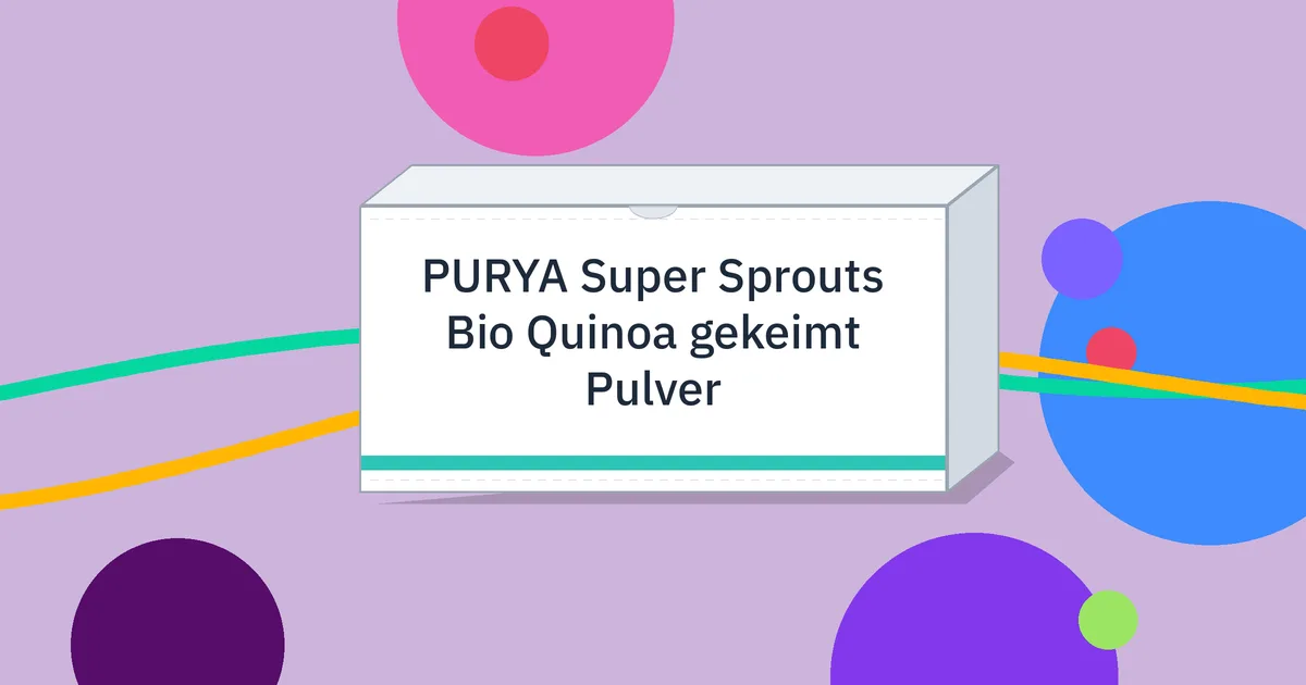 Symbolbild: Packung mit der Aufschrift PURYA Super Sprouts Bio Quinoa gekeimt Pulver (PZN 14337051) – Verfügbarkeit und Bezug in Apotheken in Frankfurt am Main