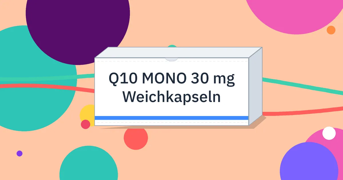Symbolbild: Packung mit der Aufschrift Q10 MONO 30 mg Weichkapseln (PZN 15621222) – Verfügbarkeit und Bezug in Apotheken in Frankfurt am Main