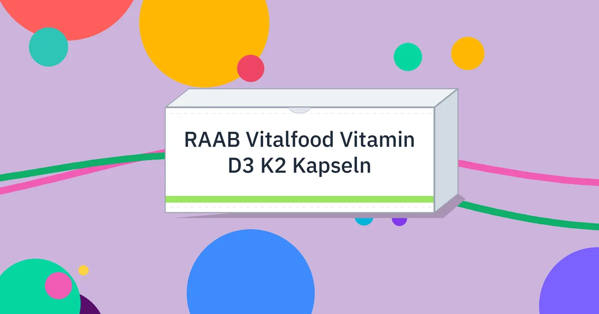 Symbolbild: Packung mit der Aufschrift RAAB Vitalfood Vitamin D3 K2 Kapseln (PZN 19305765) – Verfügbarkeit und Bezug in Apotheken in Frankfurt am Main