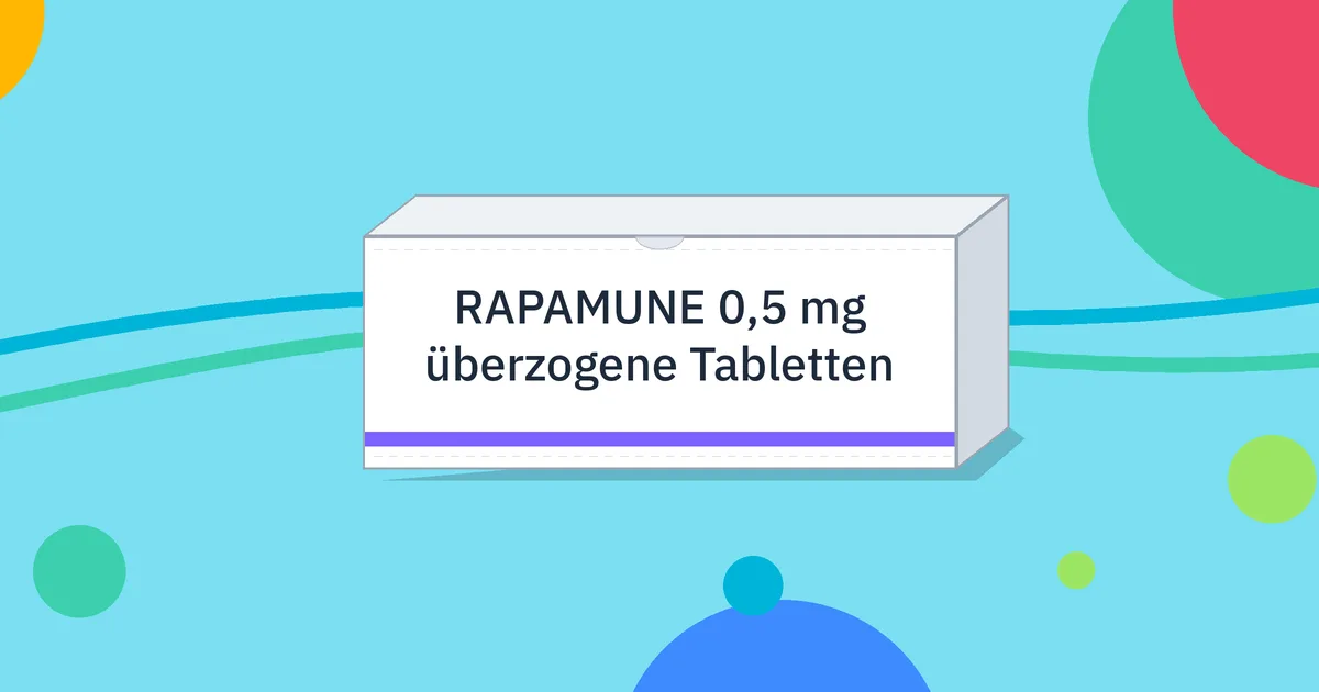 Symbolbild: Packung mit der Aufschrift RAPAMUNE 0,5 mg überzogene Tabletten (PZN 15660877) – Verfügbarkeit und Bezug in Apotheken in Frankfurt am Main