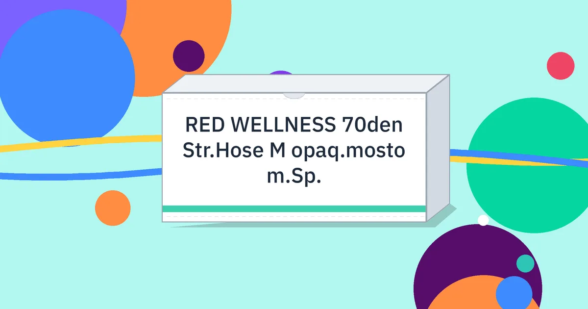 Symbolbild: Packung mit der Aufschrift RED WELLNESS 70den Str.Hose M opaq.mosto m.Sp. (PZN 16176729) – Verfügbarkeit und Bezug in Apotheken in Frankfurt am Main