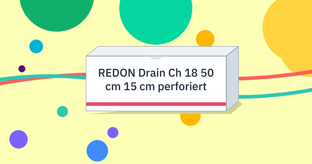 Symbolbild: Packung mit der Aufschrift REDON Drain Ch 18 50 cm 15 cm perforiert (PZN 19198192) – Verfügbarkeit und Bezug in Apotheken in Frankfurt am Main