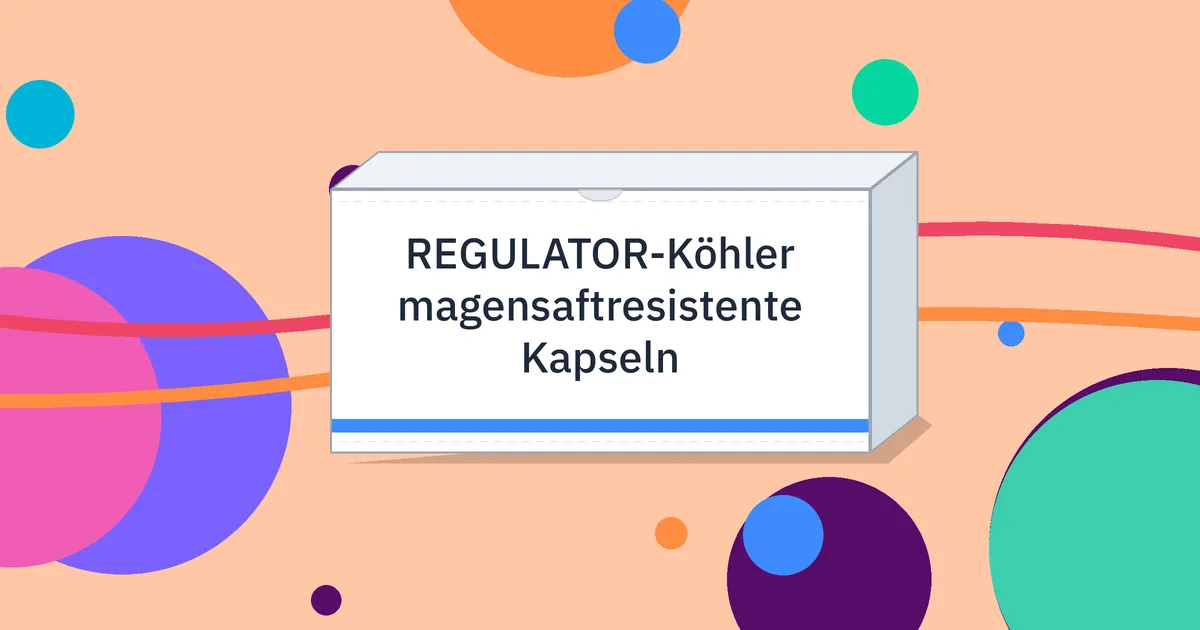 Symbolbild: Packung mit der Aufschrift REGULATOR-Köhler magensaftresistente Kapseln (PZN 10916326) – Verfügbarkeit und Bezug in Apotheken in Frankfurt am Main