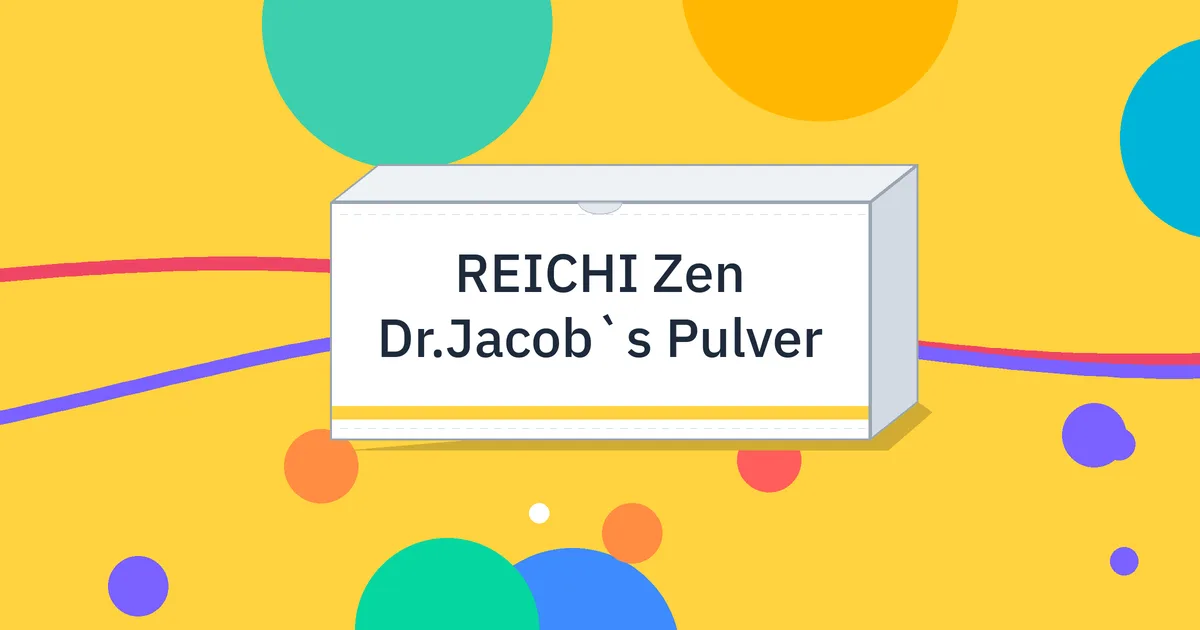 Symbolbild: Packung mit der Aufschrift REICHI Zen Dr.Jacob`s Pulver (PZN 19059912) – Verfügbarkeit und Bezug in Apotheken in Frankfurt am Main