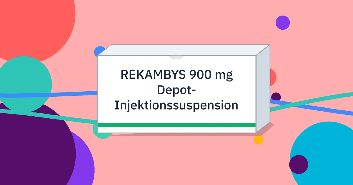 Symbolbild: Packung mit der Aufschrift REKAMBYS 900 mg Depot-Injektionssuspension (PZN 16830732) – Verfügbarkeit und Bezug in Apotheken in Frankfurt am Main
