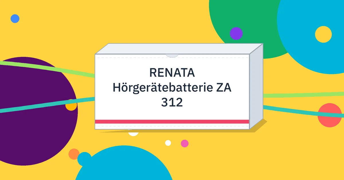 Symbolbild: Packung mit der Aufschrift RENATA Hörgerätebatterie ZA 312 (PZN 00979231) – Verfügbarkeit und Bezug in Apotheken in Frankfurt am Main