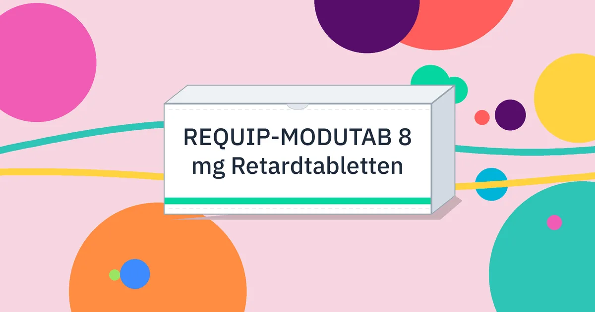 Symbolbild: Packung mit der Aufschrift REQUIP-MODUTAB 8 mg Retardtabletten (PZN 06838537) – Verfügbarkeit und Bezug in Apotheken in Frankfurt am Main