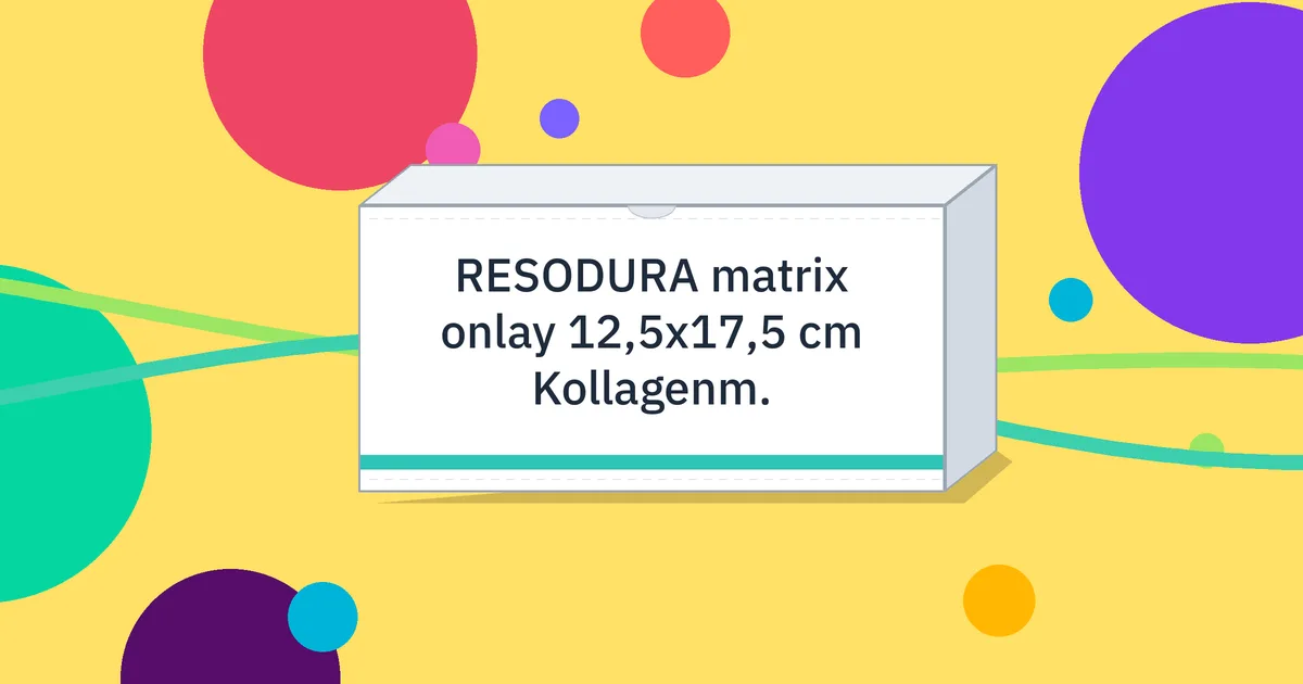 Symbolbild: Packung mit der Aufschrift RESODURA matrix onlay 12,5x17,5 cm Kollagenm. (PZN 14304086) – Verfügbarkeit und Bezug in Apotheken in Frankfurt am Main