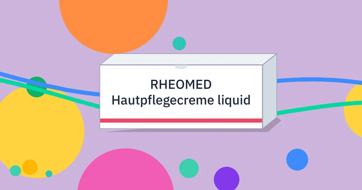 Symbolbild: Packung mit der Aufschrift RHEOMED Hautpflegecreme liquid (PZN 01012347) – Verfügbarkeit und Bezug in Apotheken in Frankfurt am Main