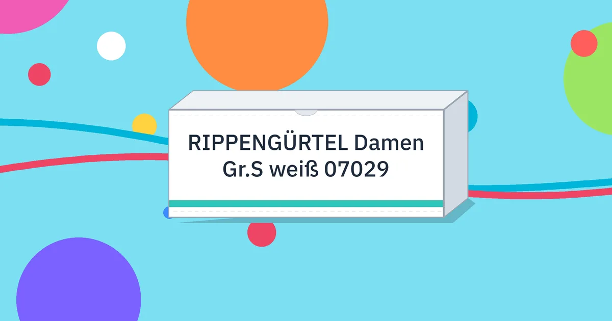 Symbolbild: Packung mit der Aufschrift RIPPENGÜRTEL Damen Gr.S weiß 07029 (PZN 02383821) – Verfügbarkeit und Bezug in Apotheken in Frankfurt am Main